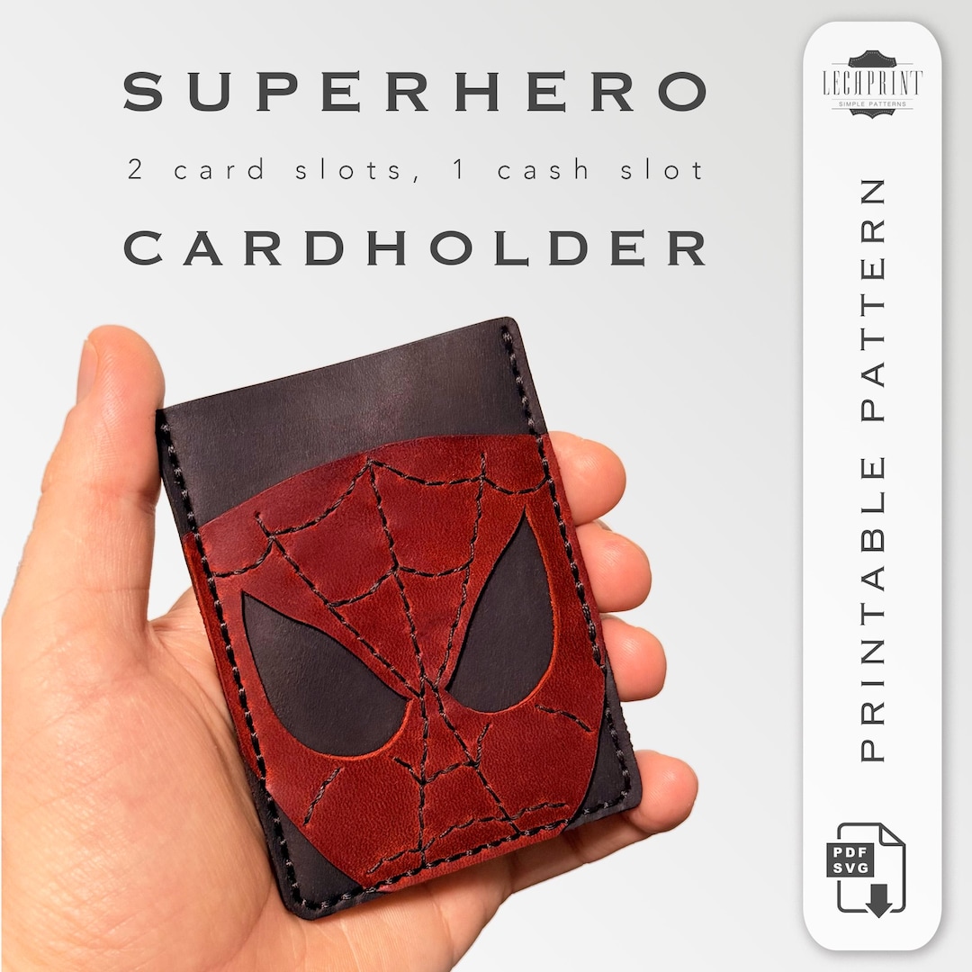 Printable Superhero Leather Card Holder Template - 2 Slot Design + Main ...