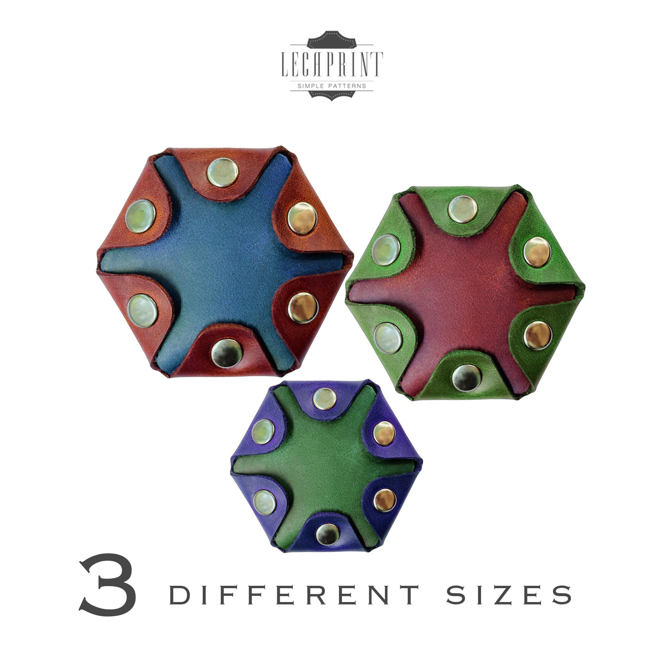 Hexagon Leather Coin Pouch PDF Pattern, Digital Leatherworking Template ...