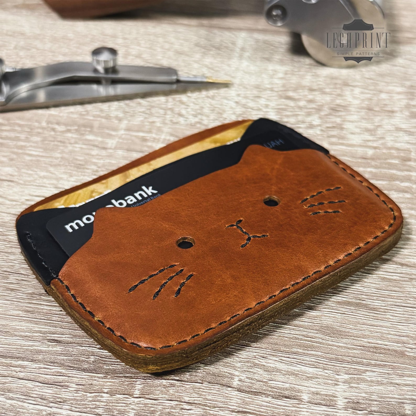 Cat Card Holder Pattern | 5 Slots | Leather Card Wallet Template PDF ...