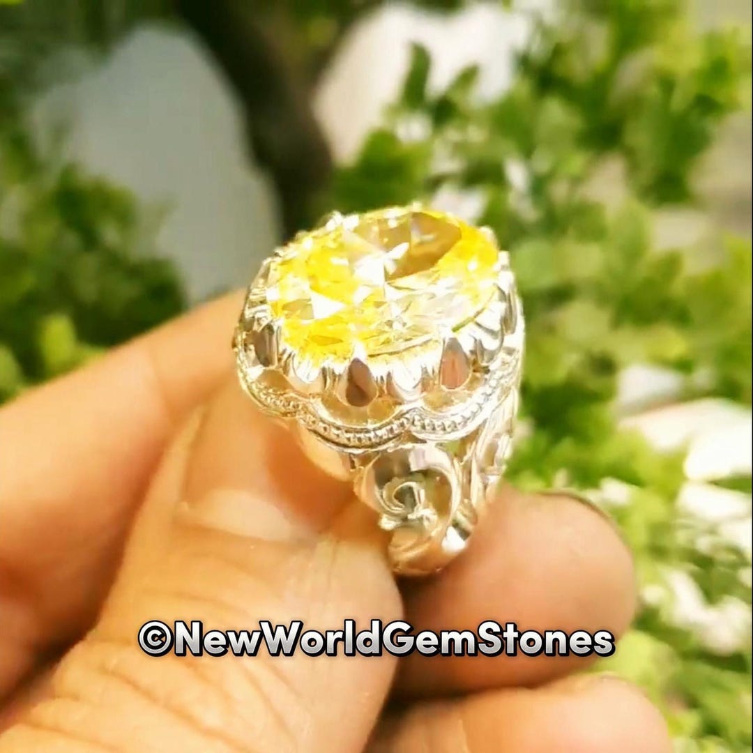 Real African Yellow Citrine Gemstone Ring Pure 925 Sterling Silver ...