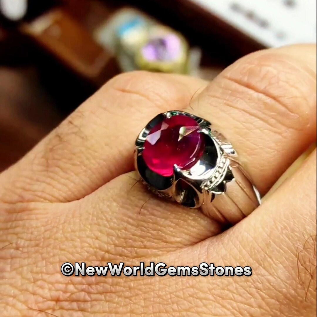 Beautiful African Red Ruby Ring Real Ruby Yaqoot Gemstone Ring Handmade ...