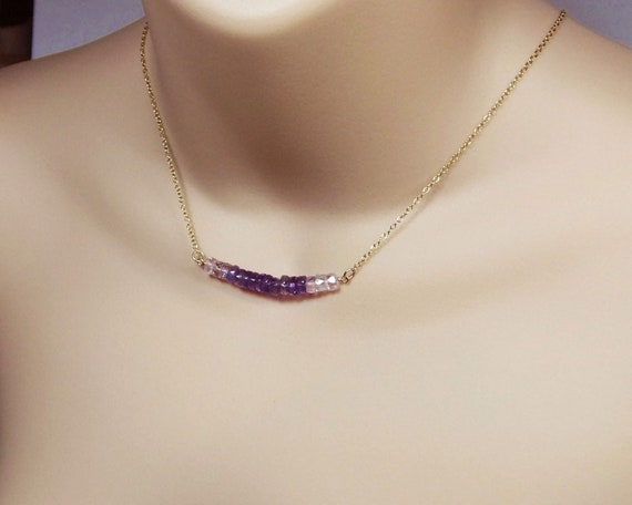 Amethyst Gemstone Bar Necklace Handmade Gold Filled Chain | Etsy