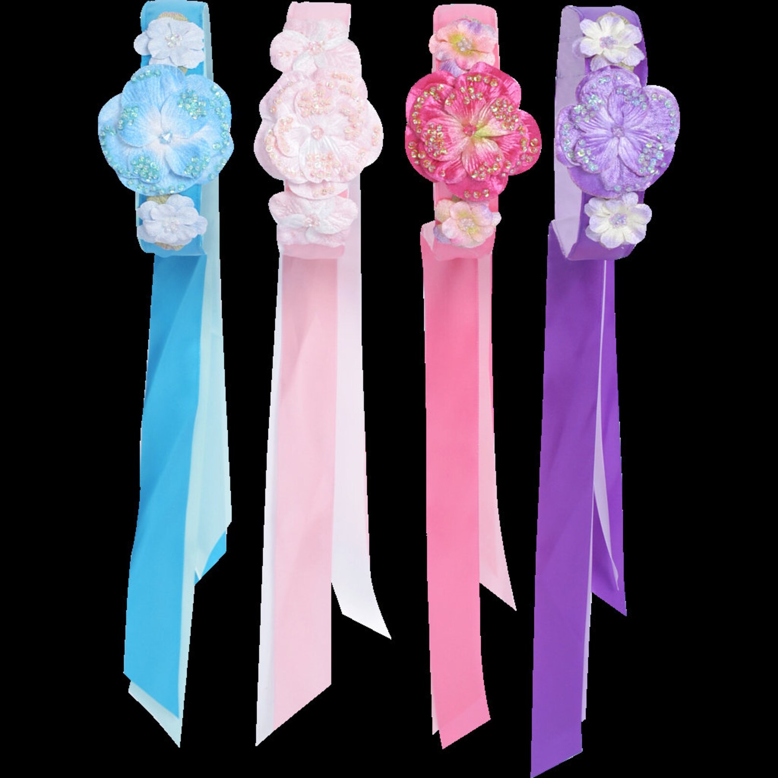 Velvet Pansy Ribbon Streamer Headbands | Etsy