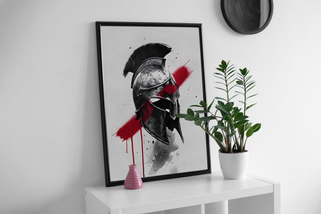 Spartan Soldier Helmet, Colourful & Bold Wall Art. - Etsy