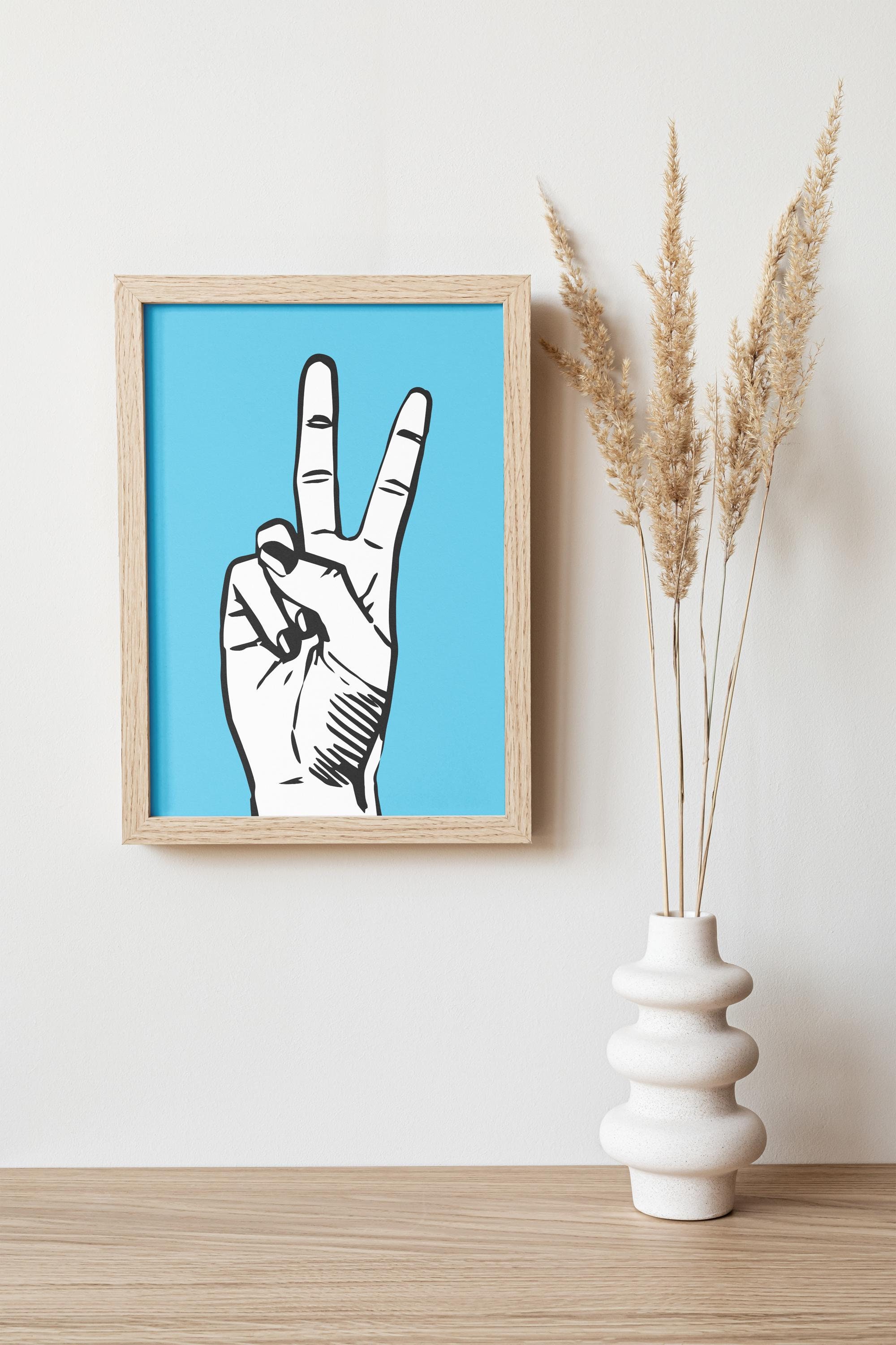 Peace Sign, Hand Gesture Poster. Colourful & Bold Wall Art. - Etsy