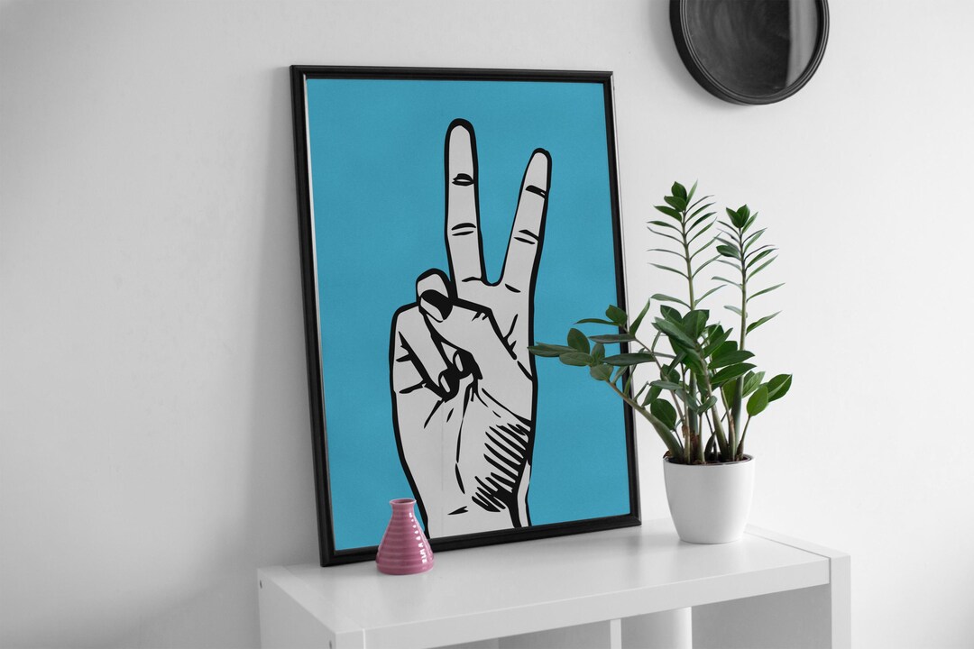 Peace Sign, Hand Gesture Poster. Colourful & Bold Wall Art. - Etsy
