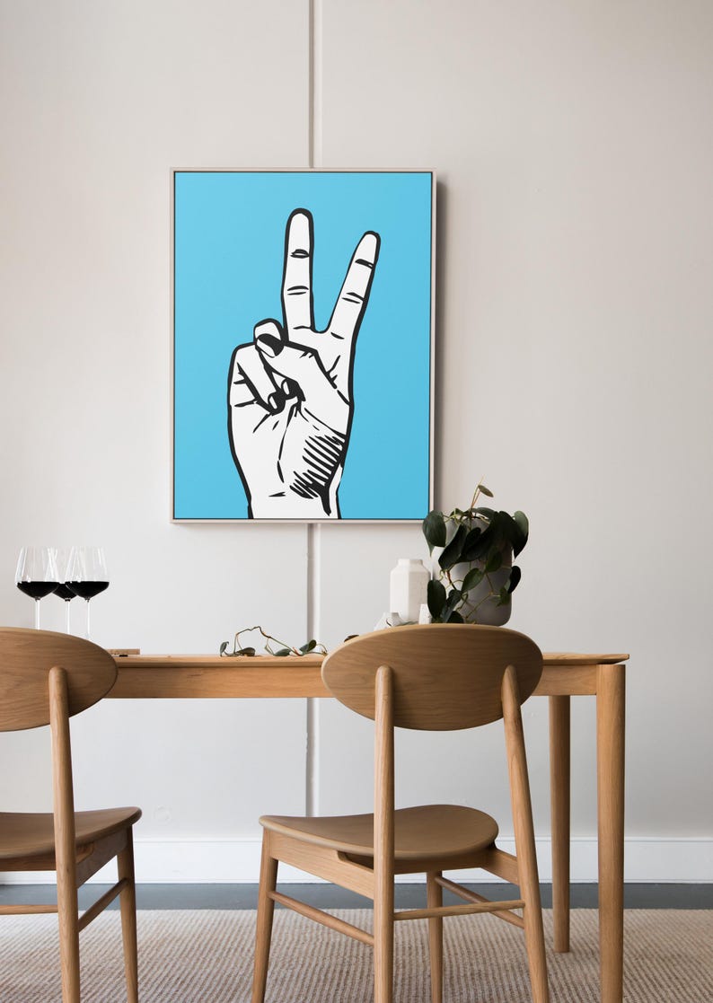 Peace Sign, Hand Gesture Poster. Colourful & Bold Wall Art. - Etsy