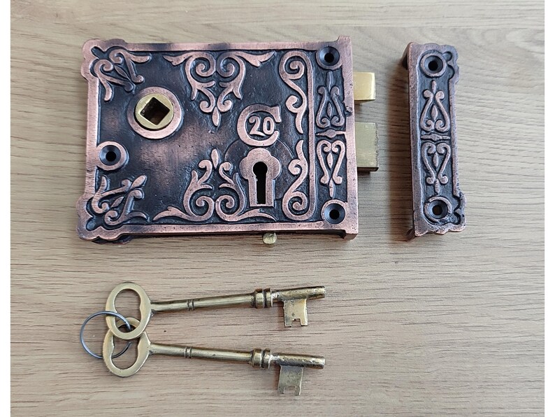 Cast Iron Rim Sash Lock With Skeleton Keys|box Sash Lock|ornate Rim ...