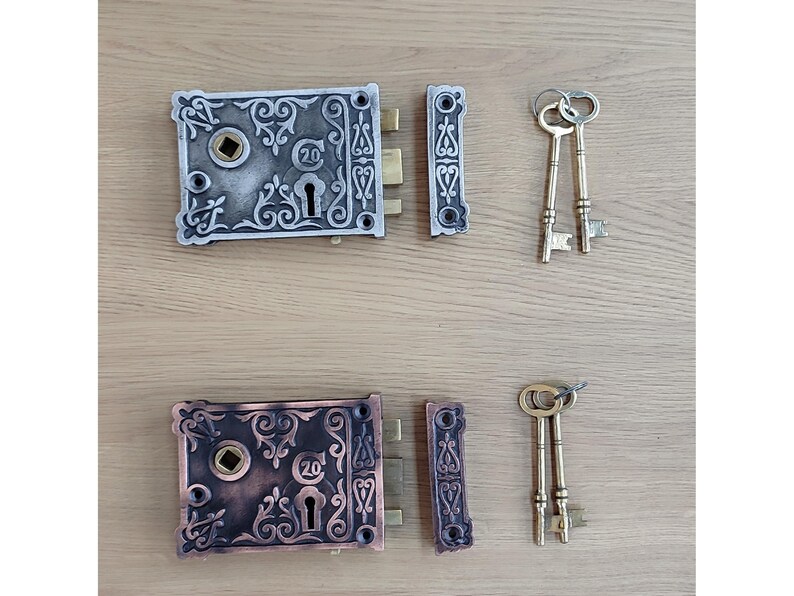 Cast Iron Rim Sash Lock With Skeleton Keys|box Sash Lock|ornate Rim ...