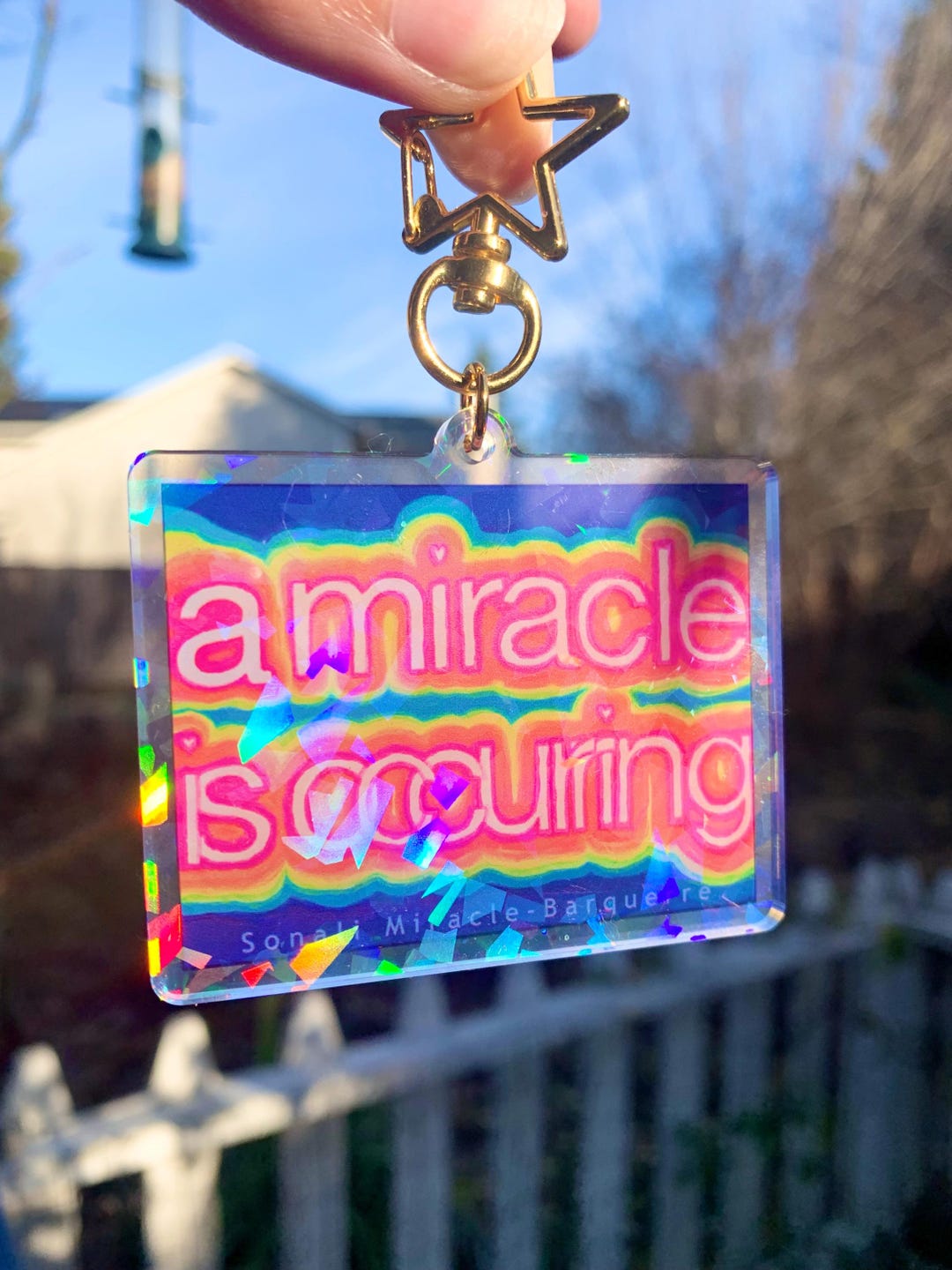 A Miracle is Occurring - Metaphysical Art Keychain With Holographic ...
