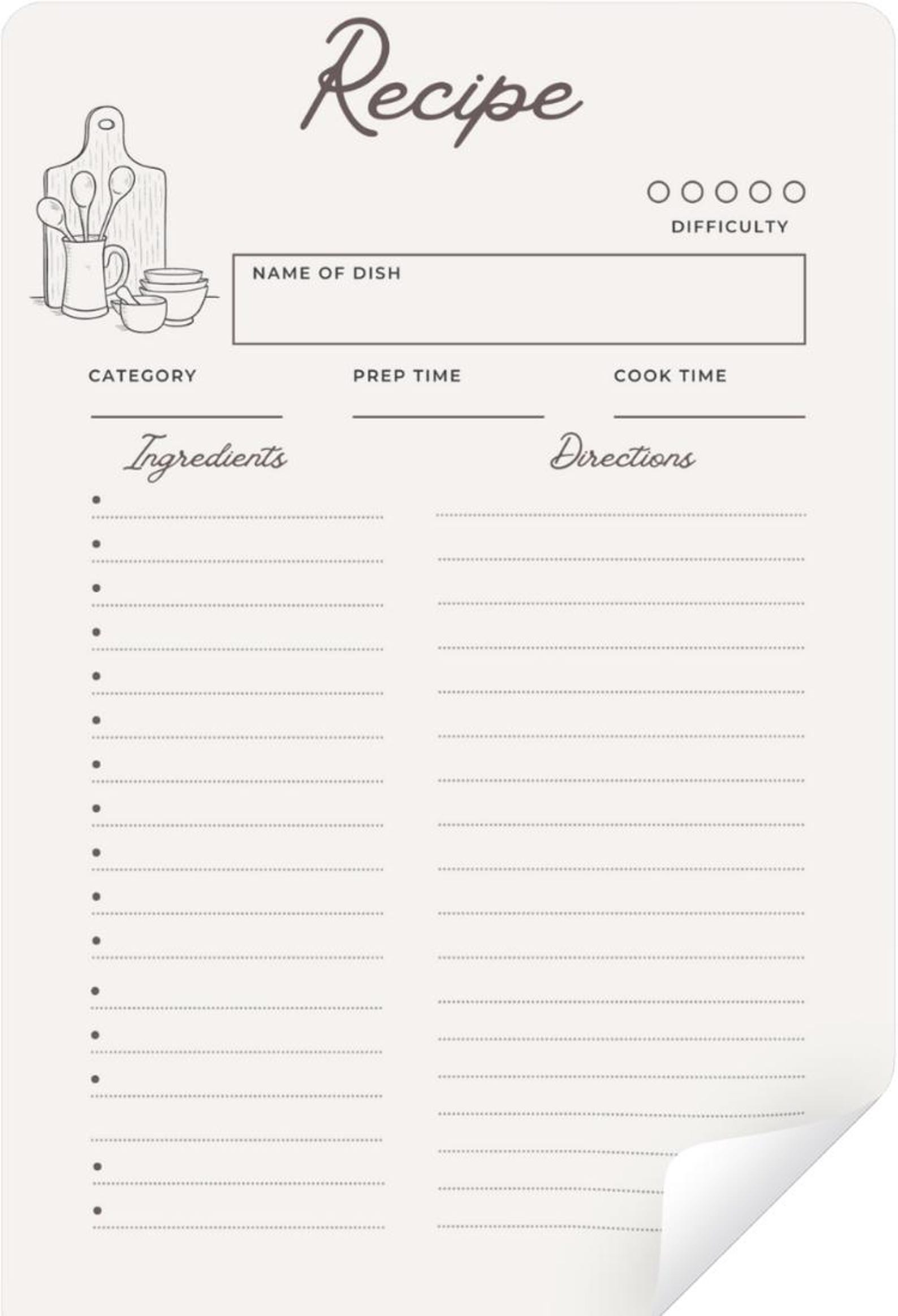 Recipe Book Template, Recipe Planner, Digital, Print Ready, Fillable ...