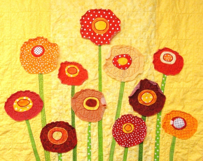 Handmade Poppy Quilt \/ Baby or Wall Art Quilt- Poppies Full of ...