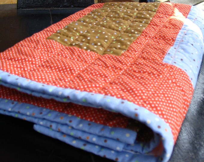 CLEARANCE Baby Quilt Preemie /stroller/ Car Seat Orange and Blue - Etsy