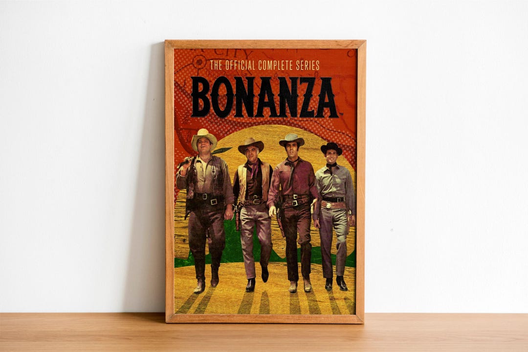 Bonanza 1959 Poster Classic Western TV Show, Vintage Cowboy Art, Retro ...