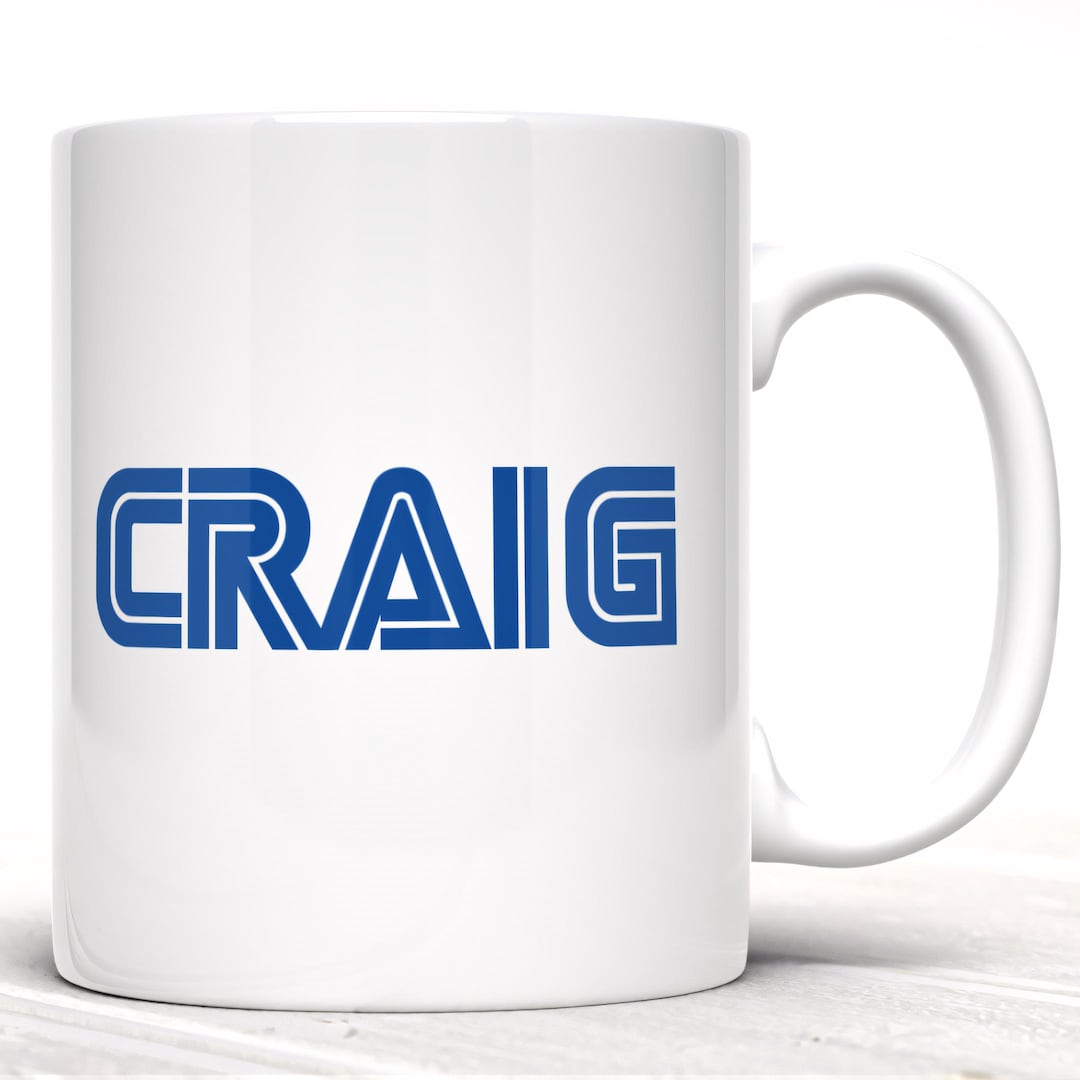 Custom Retro Gaming Mug Classic Blue Logo. Customized Gamer Gift ...