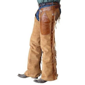 Mens 100 % Geniune Suede Leather Western Cowboy Leather Chap Fringes ...