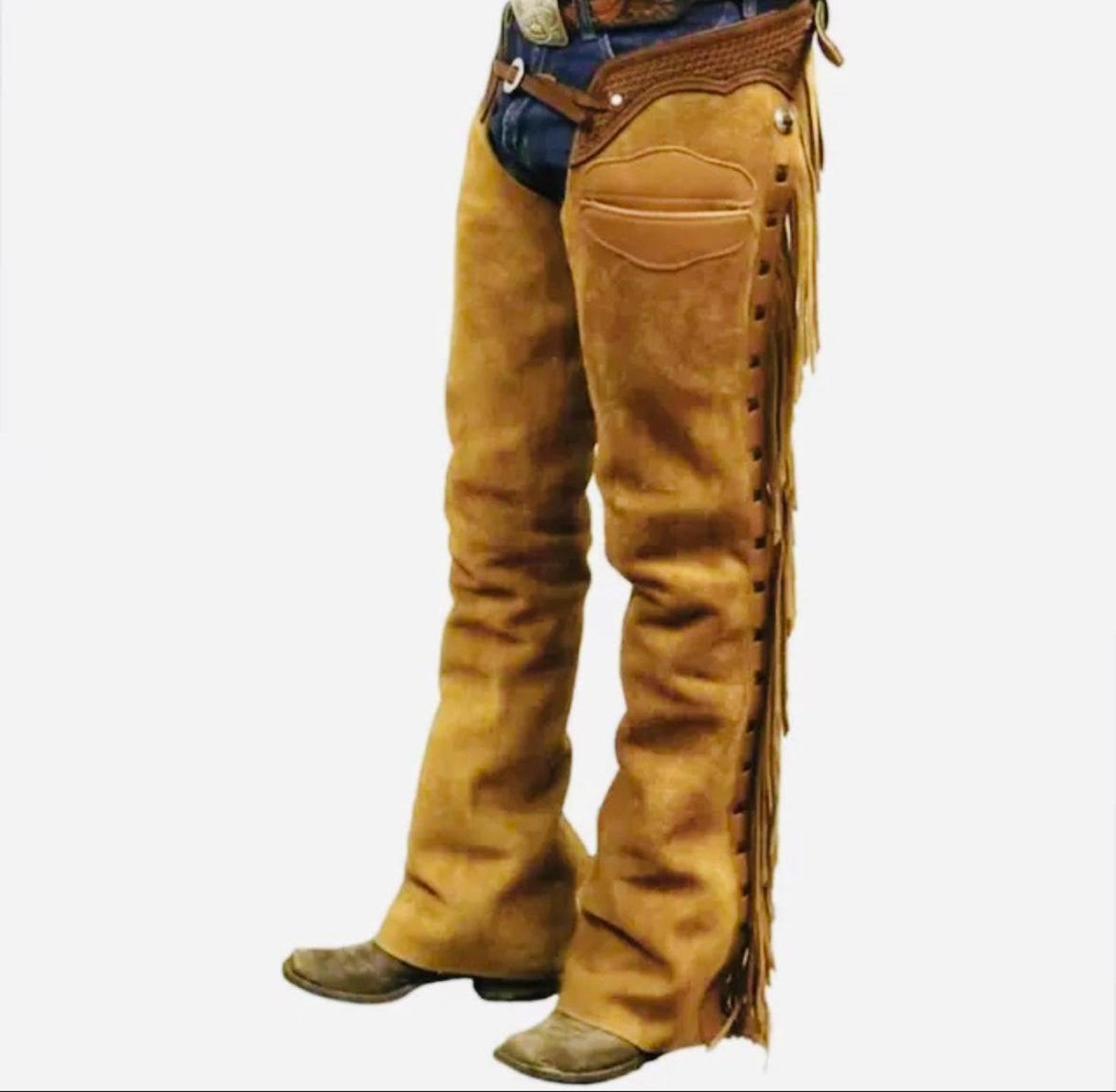 Men 100 % Real Suede Leather Native American Western Cowboy Style ...