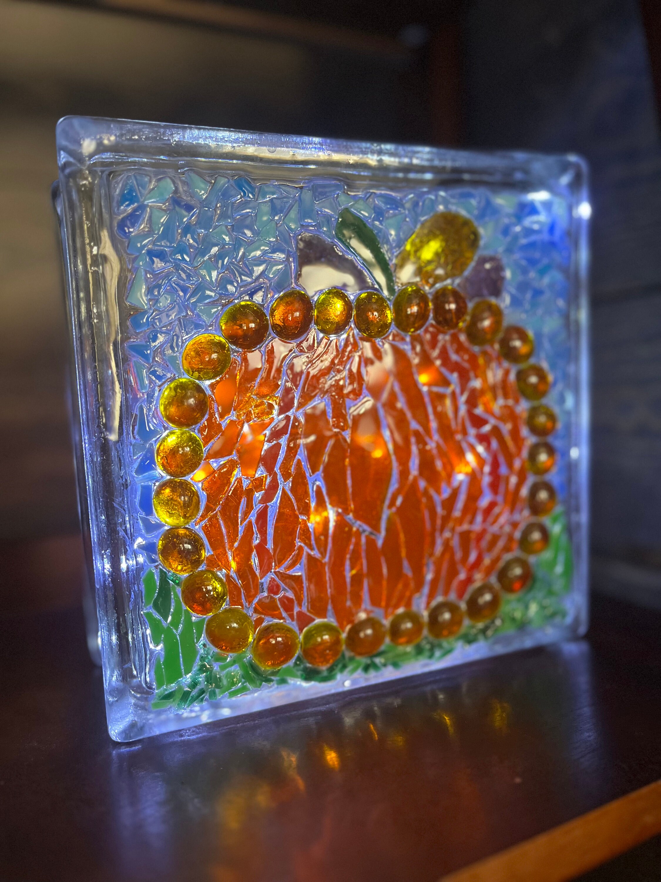 Mosaic Glass Block Accent Light - Etsy