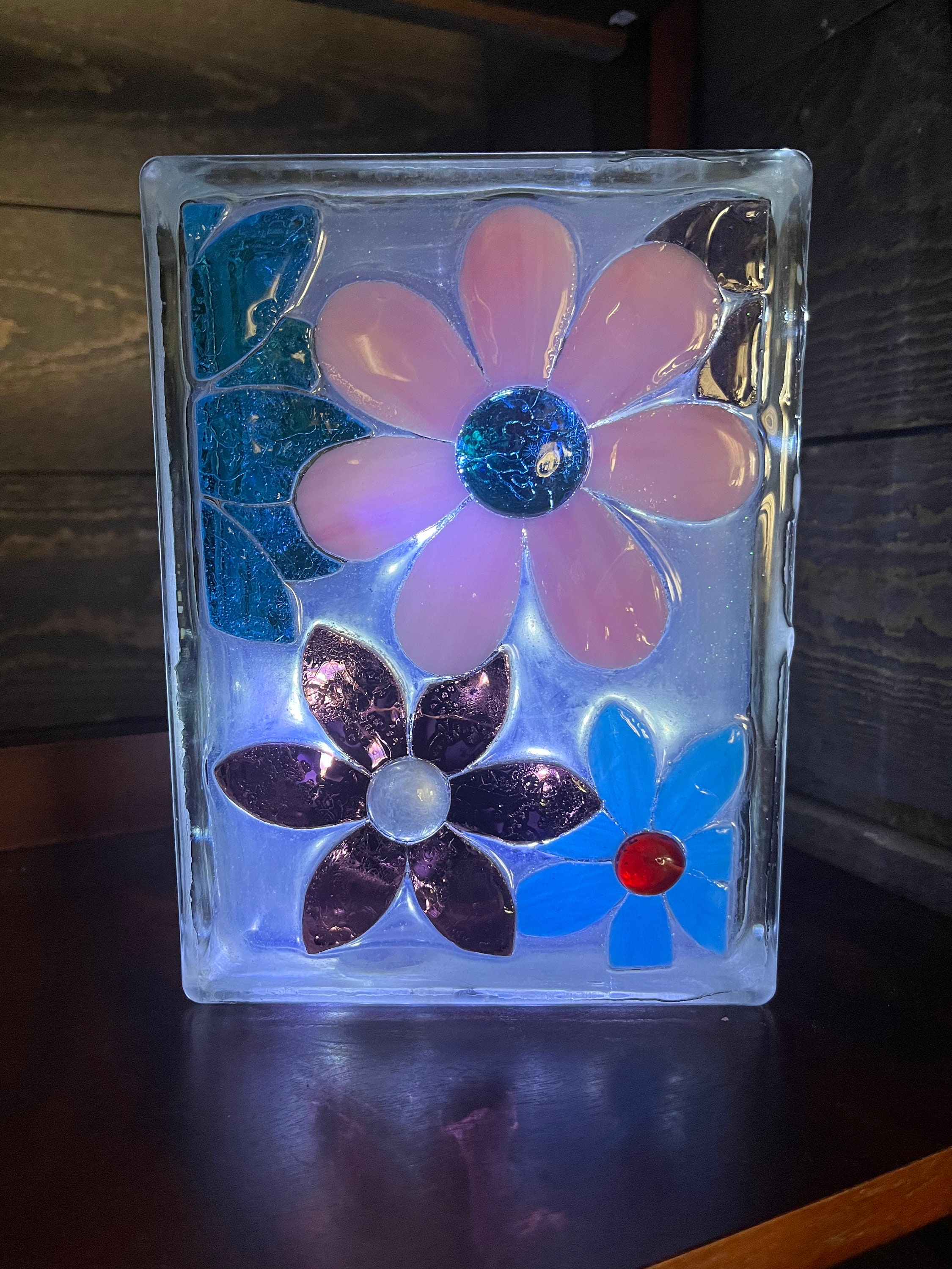 Mosaic Glass Block Accent Light - Etsy