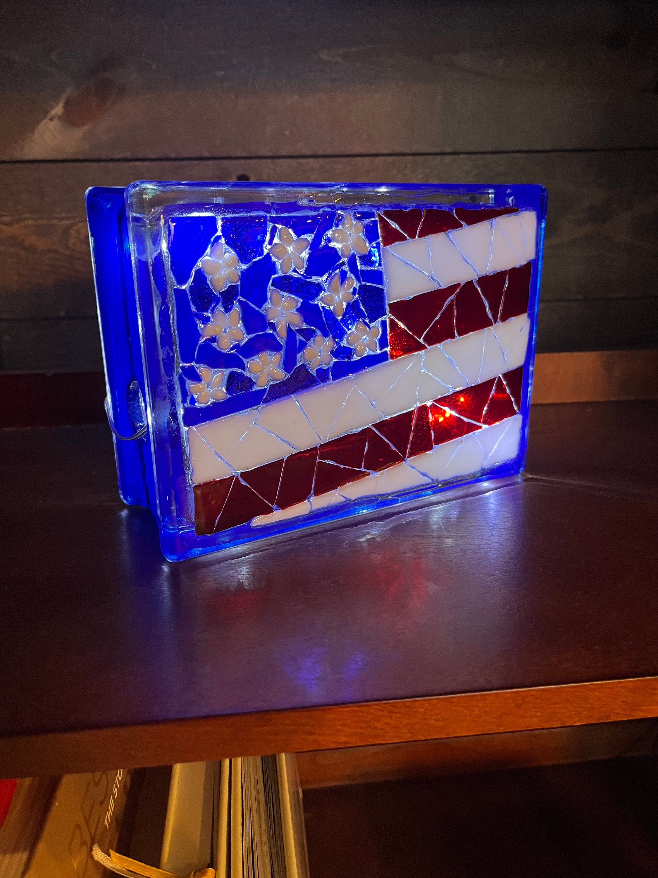 Mosaic Glass Block Accent Light - Etsy