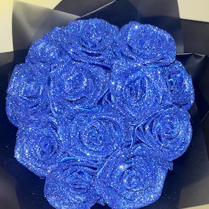Blue Glitter Roses | 12 Count | Royal Blue Ramo| Blue Eternal Roses - Etsy