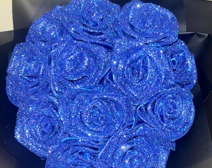 Blue Glitter Roses | 12 Count | Royal Blue Ramo| Blue Eternal Roses - Etsy
