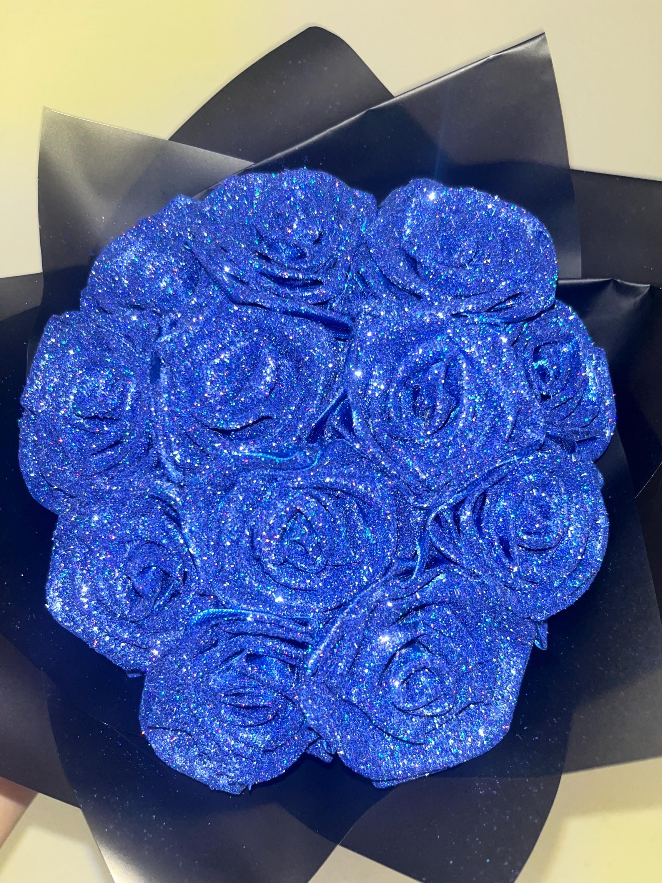 Blue Glitter Roses | 12 Count | Royal Blue Ramo| Blue Eternal Roses - Etsy
