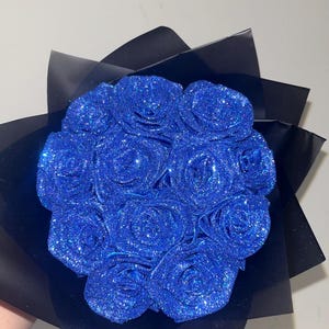 Blue Glitter Roses | 12 Count | Royal Blue Ramo| Blue Eternal Roses - Etsy
