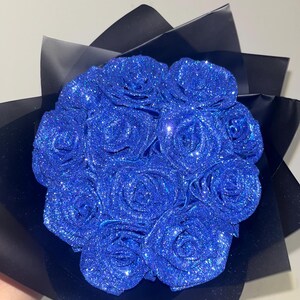 Blue Glitter Roses | 12 Count | Royal Blue Ramo| Blue Eternal Roses - Etsy
