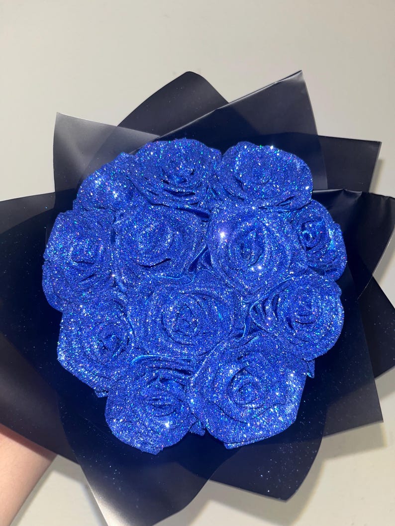 Blue Glitter Roses | 12 Count | Royal Blue Ramo| Blue Eternal Roses - Etsy