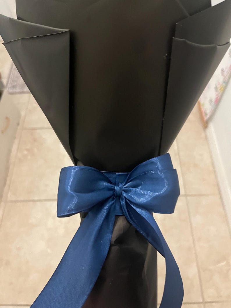 Navy Blue Ribbon Rose Bouquet| 12 Count| Blue Eternal Flowers| Navy ...