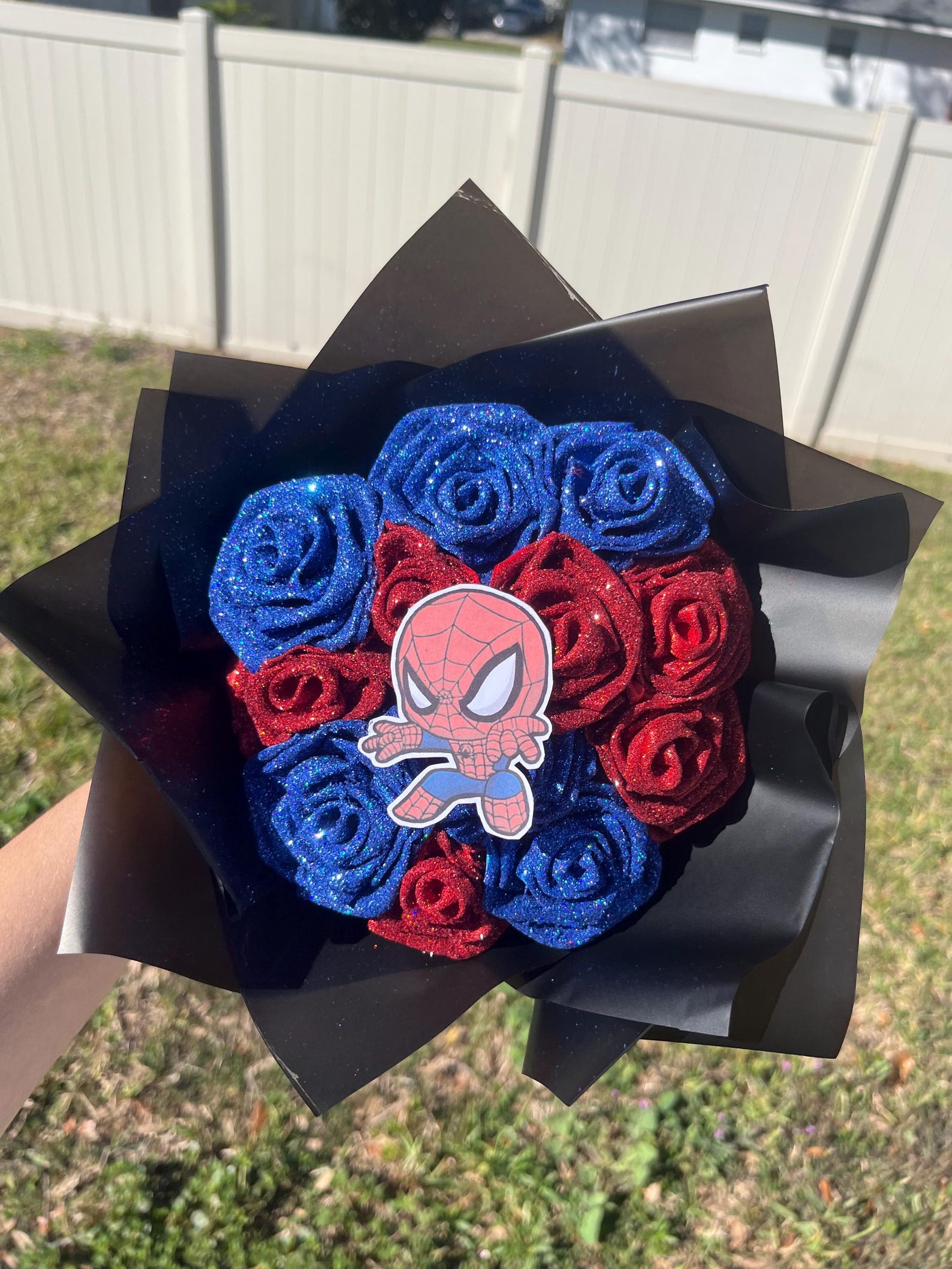 Spider Man Red and Blue Eternal Glitter Rose Bouquet 12 Count ...