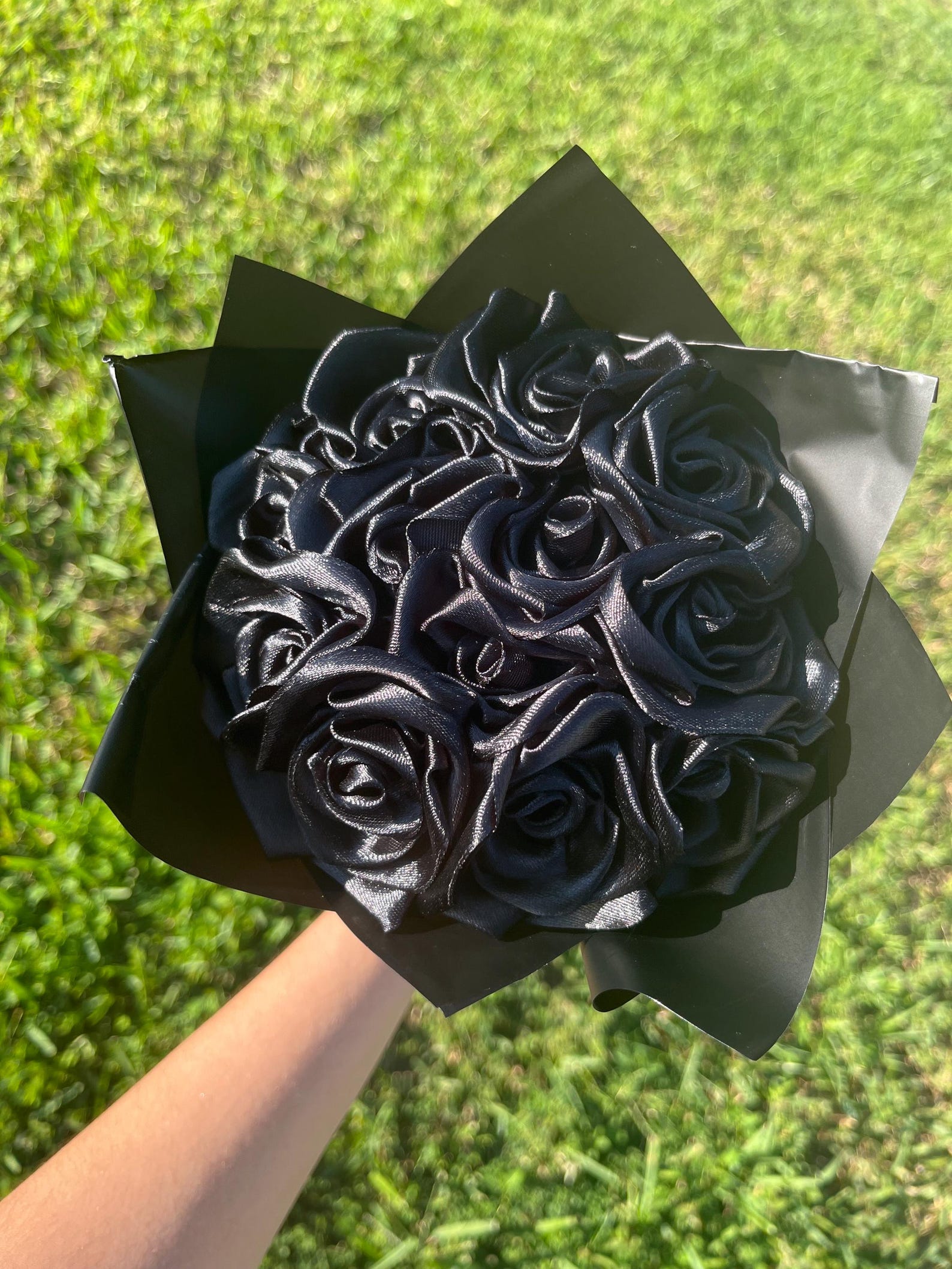 Black Ribbon Rose Eternal Bouquet | 12 Count| Choose With Glitter or ...