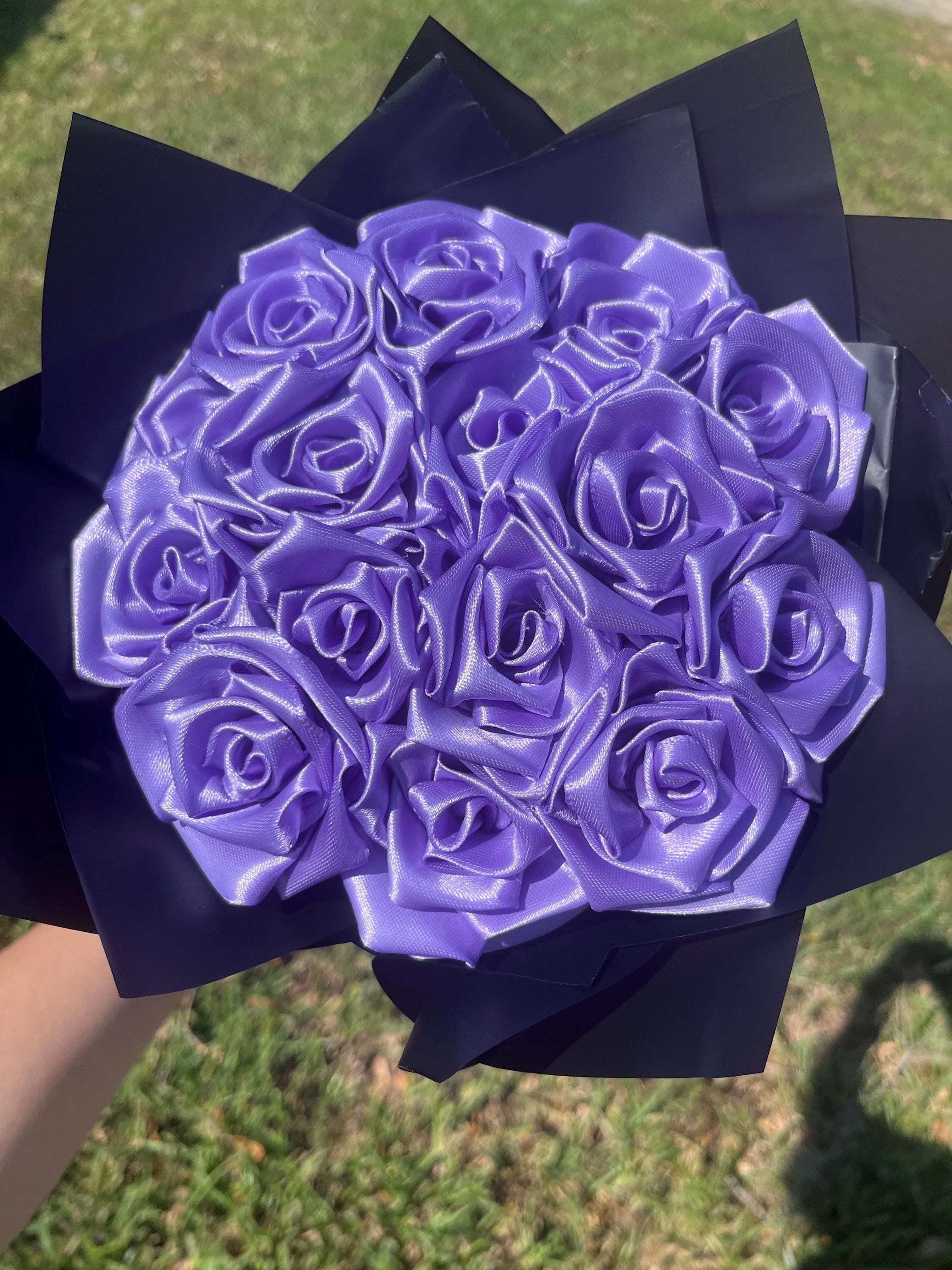 Light Purple Ribbon Bouquet | 15 Count| Purple Ramo| Lilac / Lavender ...