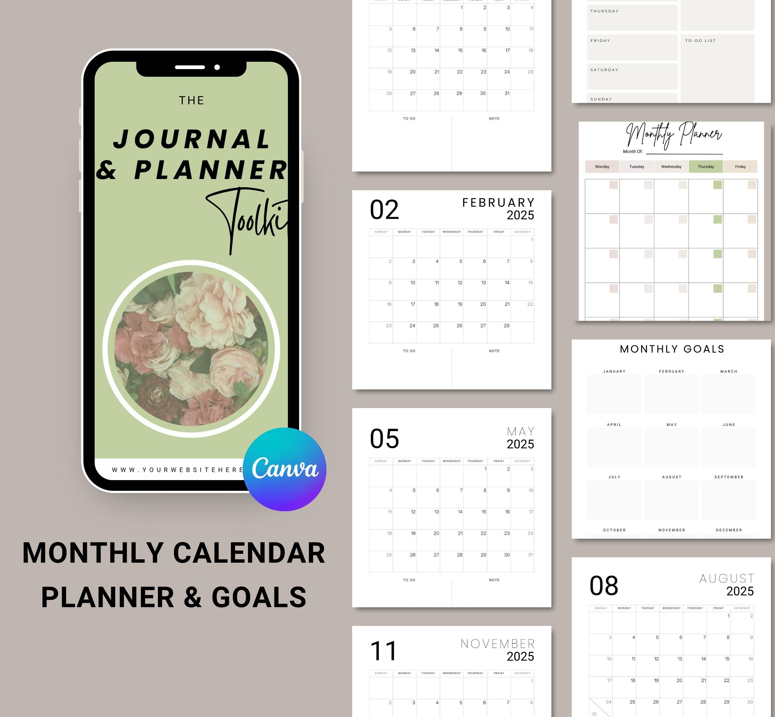 Digital Printable Journal Template Bundle, Editable Canva Ebook ...
