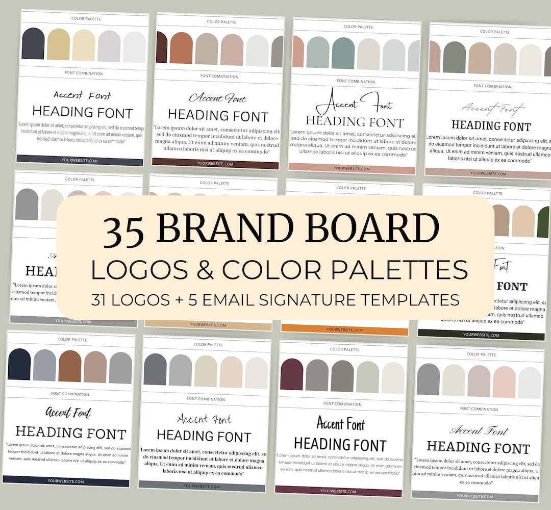 Brand Board Template, Canva Branding Kit, Email Logos & Color Palettes ...