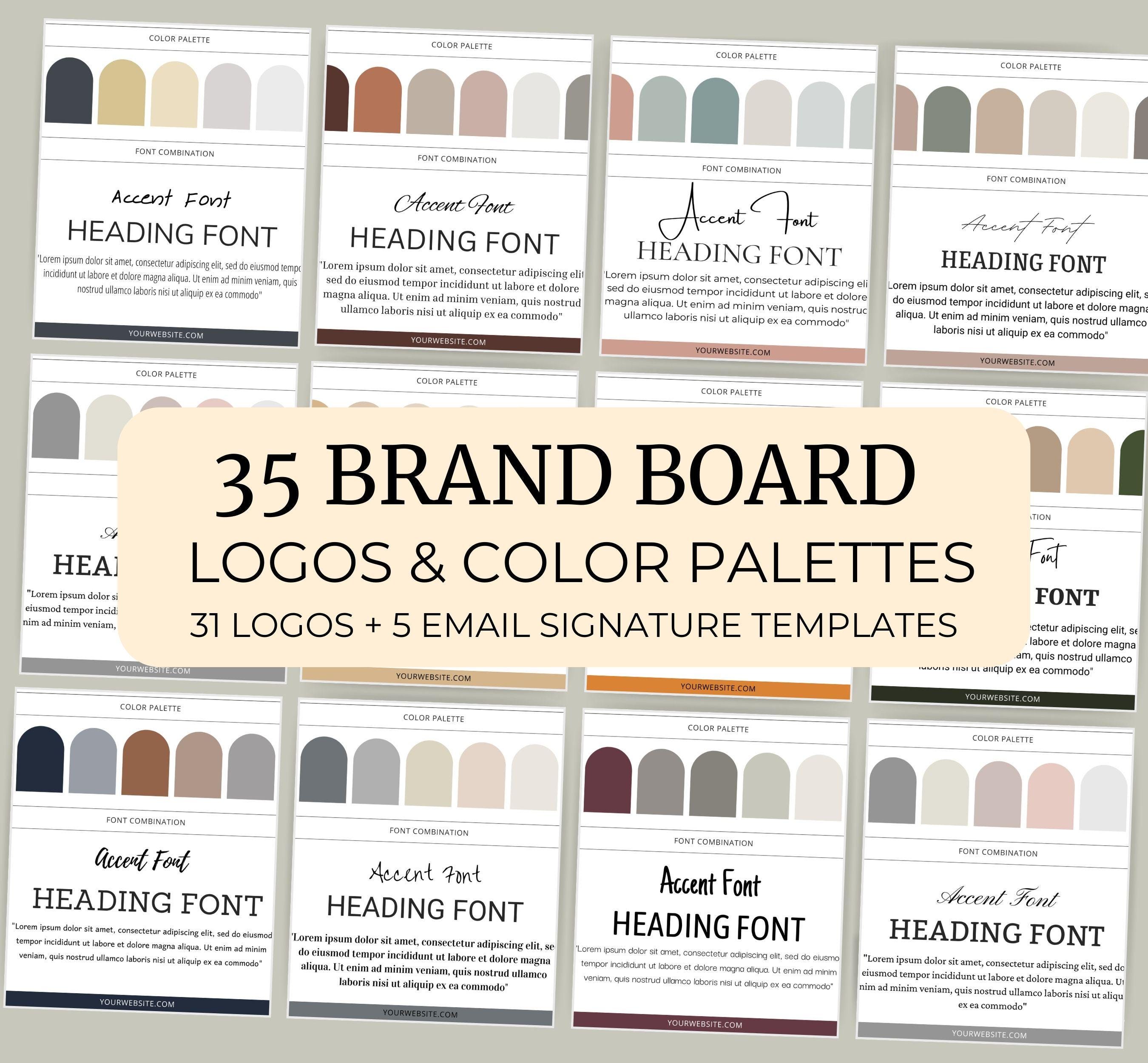 Brand Board Template, Canva Branding Kit, Email Logos & Color Palettes ...