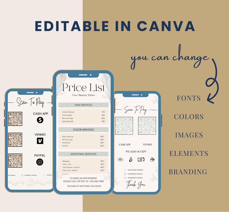 Salon Price Increase Notice Template Hairstylist Price List Sign Scan ...