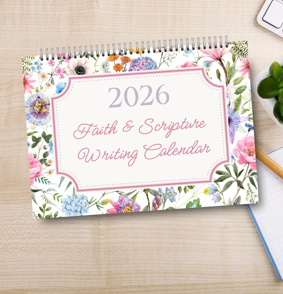 2026 Christian Bible Verse Calendar, 12 Month Floral Scripture Wall ...