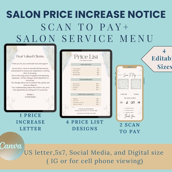 Salon Price Sign - Etsy