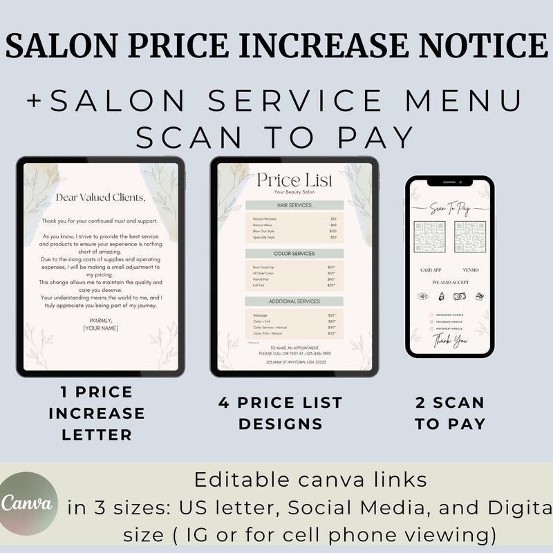 Salon Price Sign - Etsy