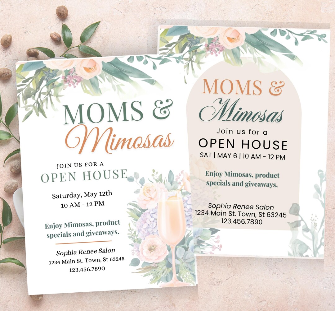 Moms & Mimosas Invitation Template: Salon Open House Flyer (DIY ...