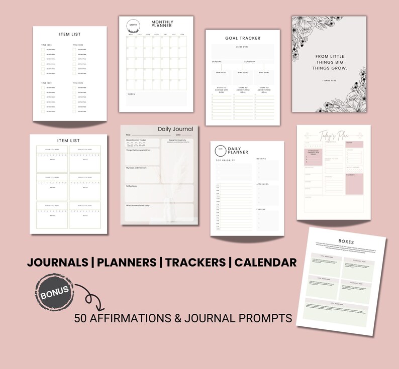 Digital Printable Journal Template Bundle, Editable Canva Ebook ...