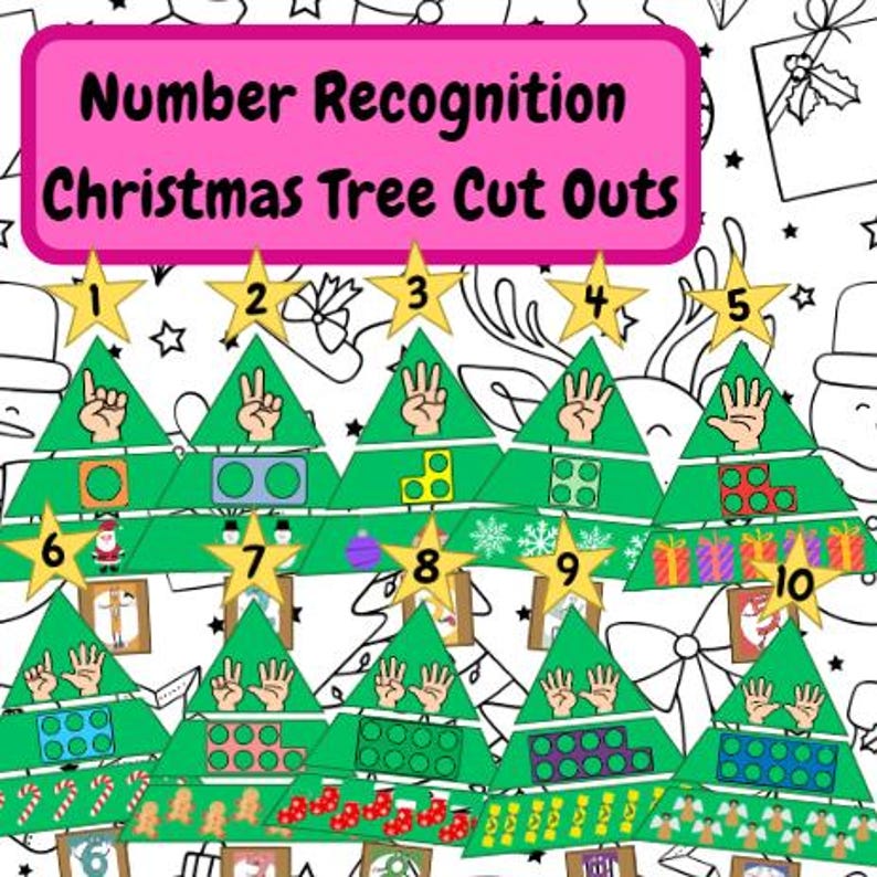 Number Recognition Christmas Tree Cut Outs - Etsy