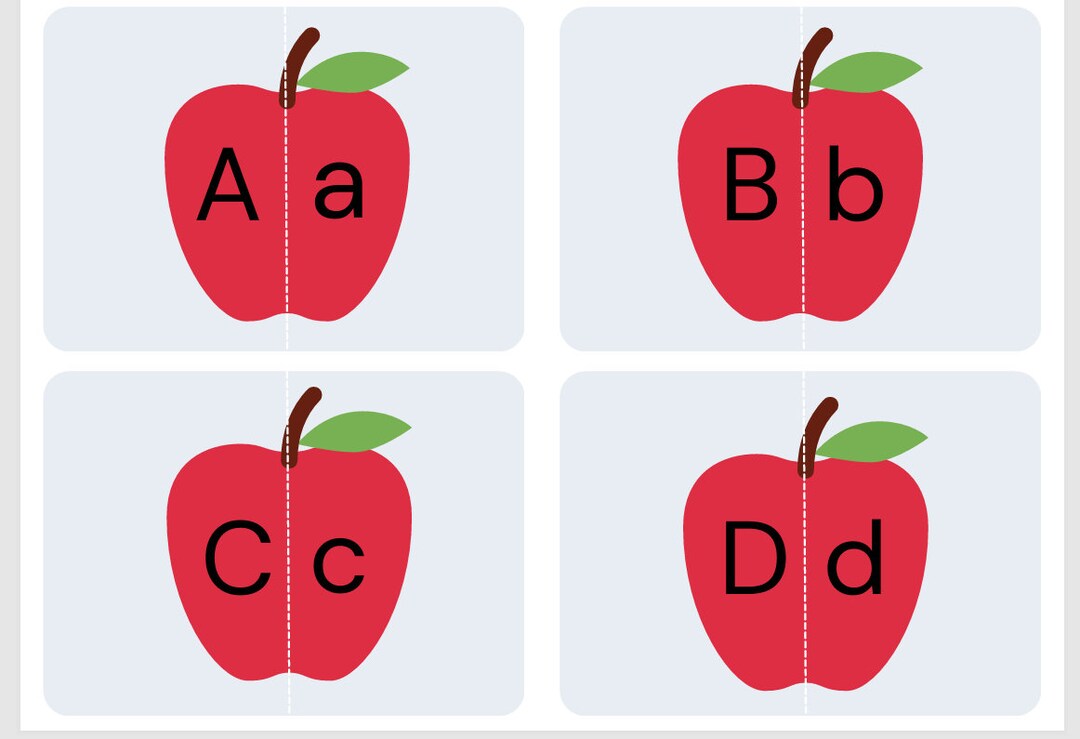 ABC Apple Matching Cards - Etsy
