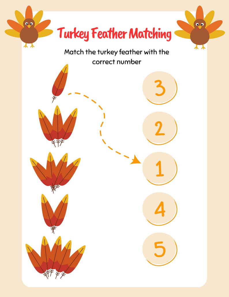 Turkey Feather Number Matching - Etsy