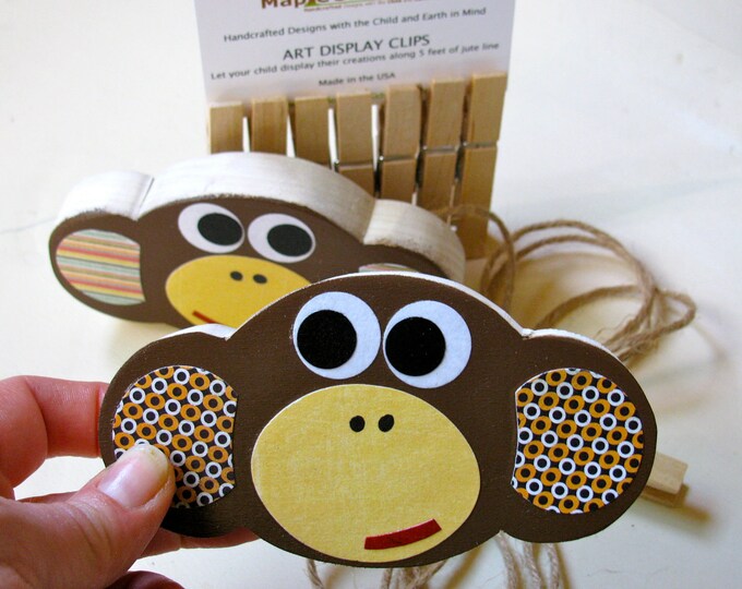 Monkey Art Display Clips - Eco-friendly - by Maple Shade Kids - Etsy