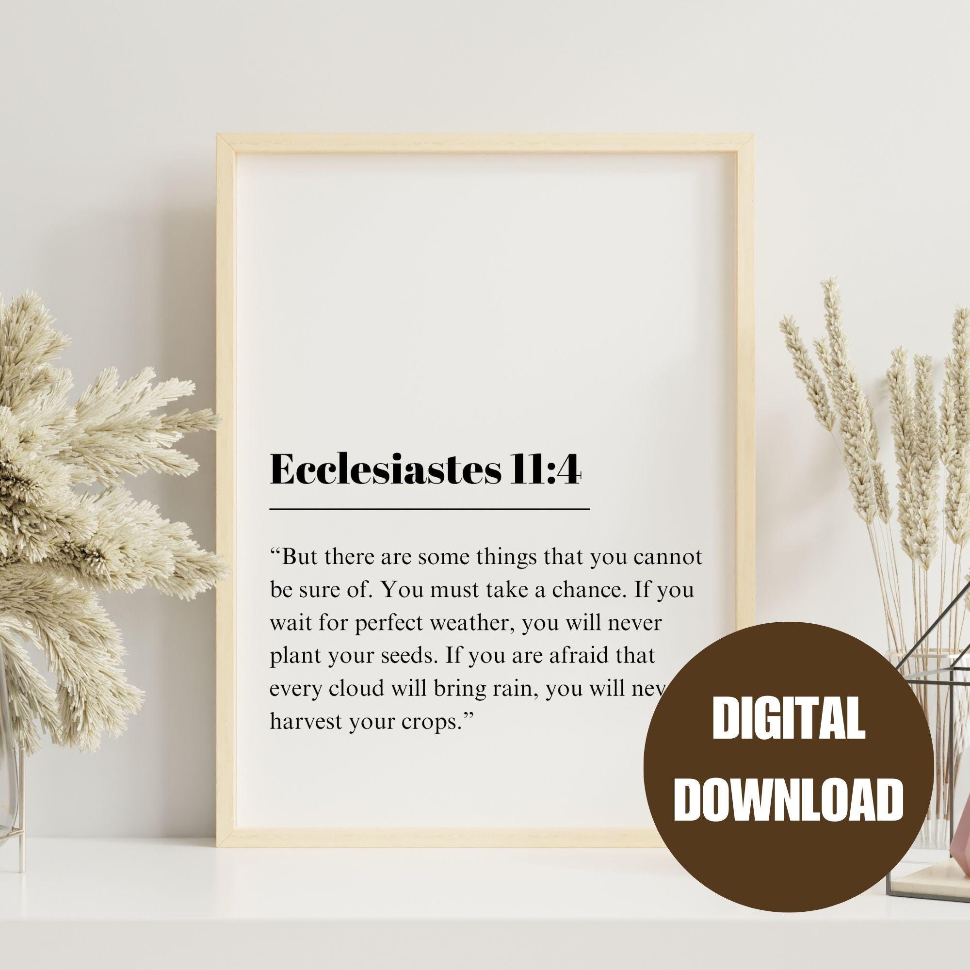 Ecclesiastes 11:4 Bible Verse Printable Poster Wall Art | Christian ...