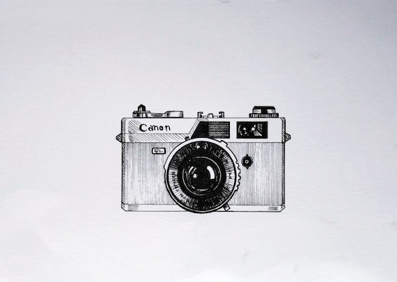 Old Canon Camera Drawing Camera Sketch 1
