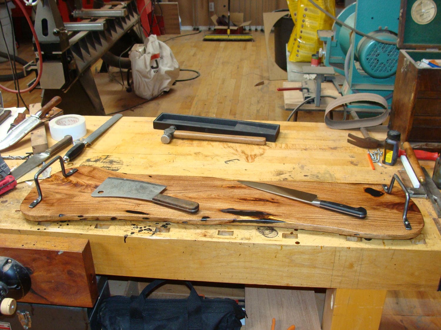 Mesquite Wood Serving Board With Forged Wrought Iron Handles - Etsy